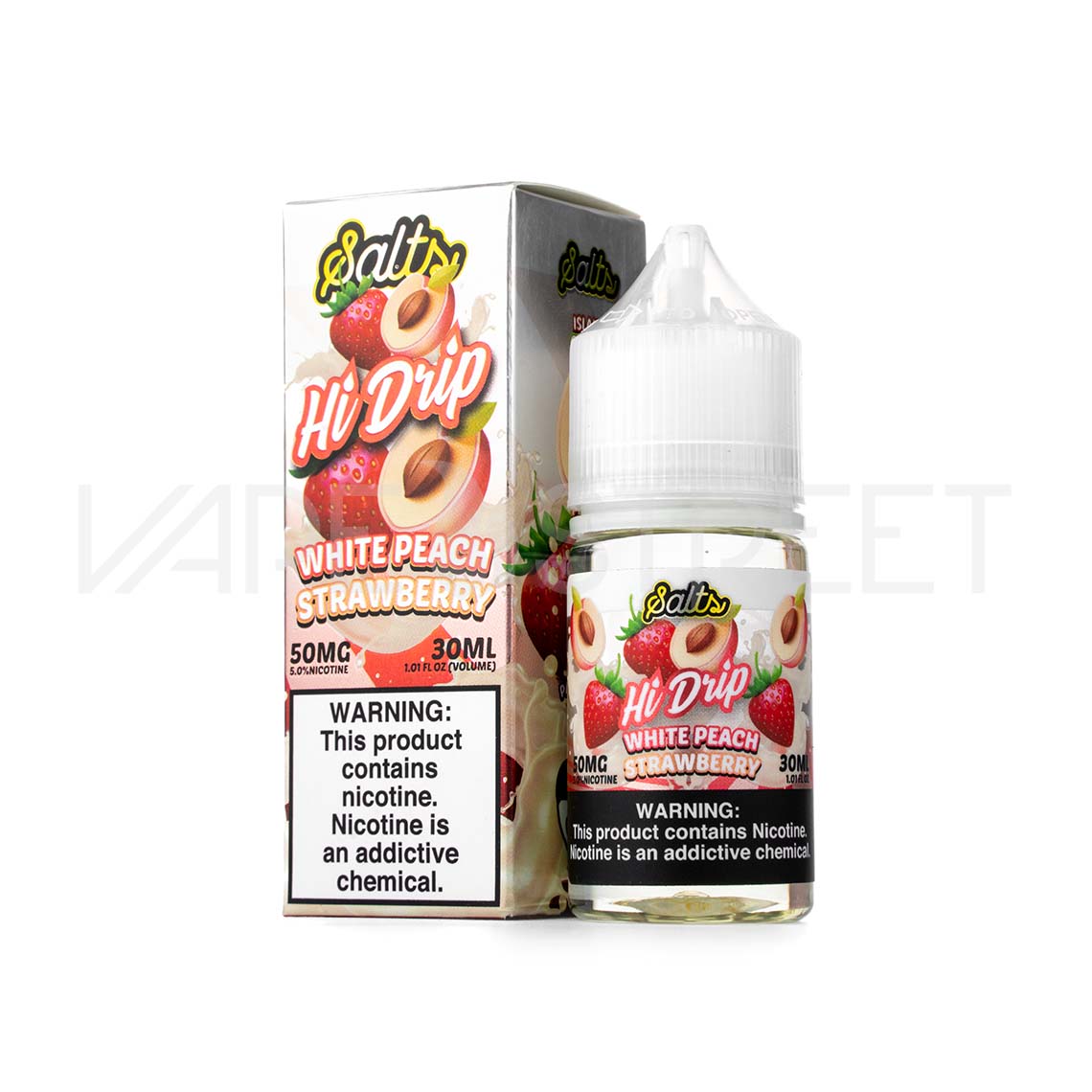 Hi-Drip Salt White Peach Strawberry - 30mL | Nicotine Salts | Vape Street